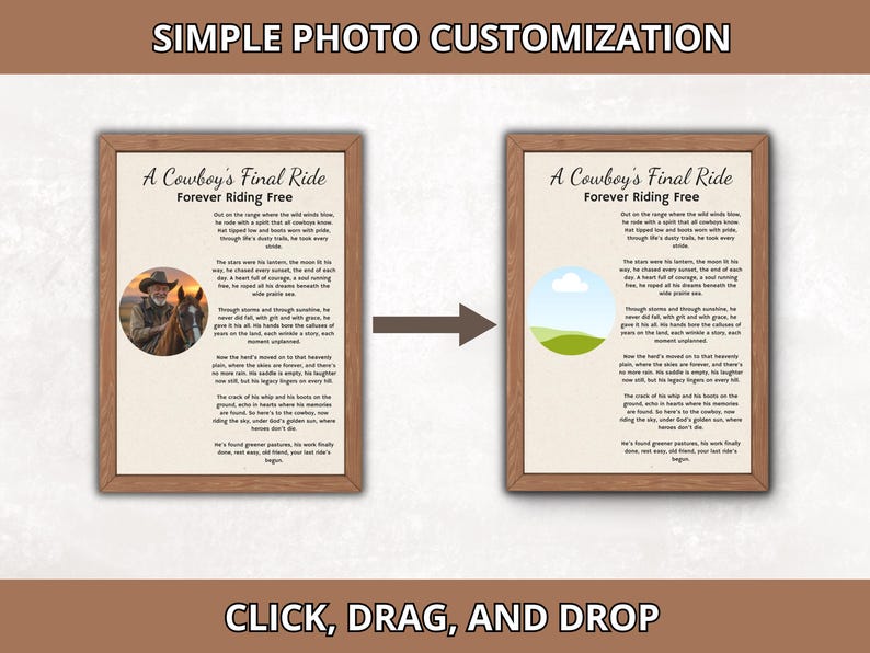 Editable Cowboy Memorial Poem for Funeral, Cowboy Farmer Memorial Gifts ...