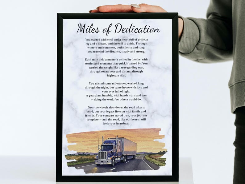 Semi Truck Driver Retirement Poem Print for Commercial Truck Driver ...