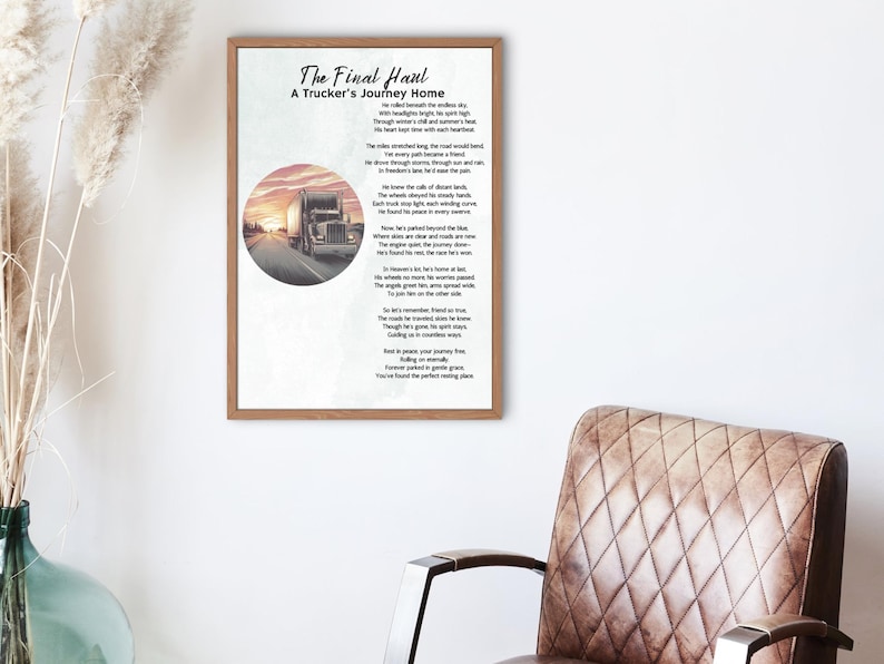 Semi Truck Driver Memorial Poem for Commercial Truck Driver Operator ...