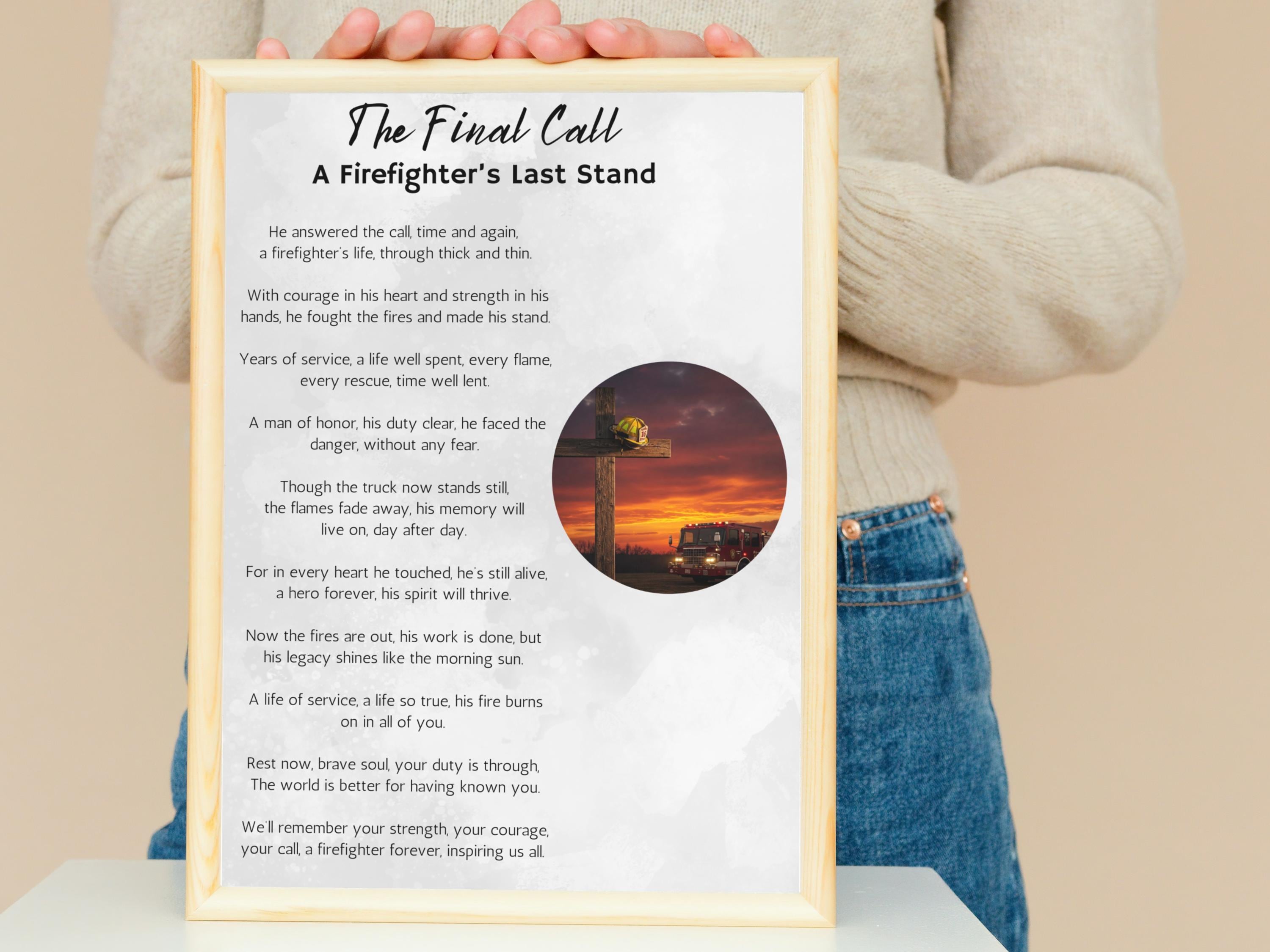 Firefighter Memorial Funeral Poem for Celebration of Life for Fireman ...