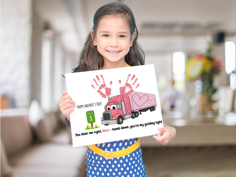 Semi Truck Mothers Day Handprint Craft Mom Day DIY Handprint Art for ...