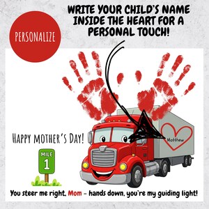 Semi Truck Mothers Day Handprint Craft Mom Day DIY Handprint Art for ...