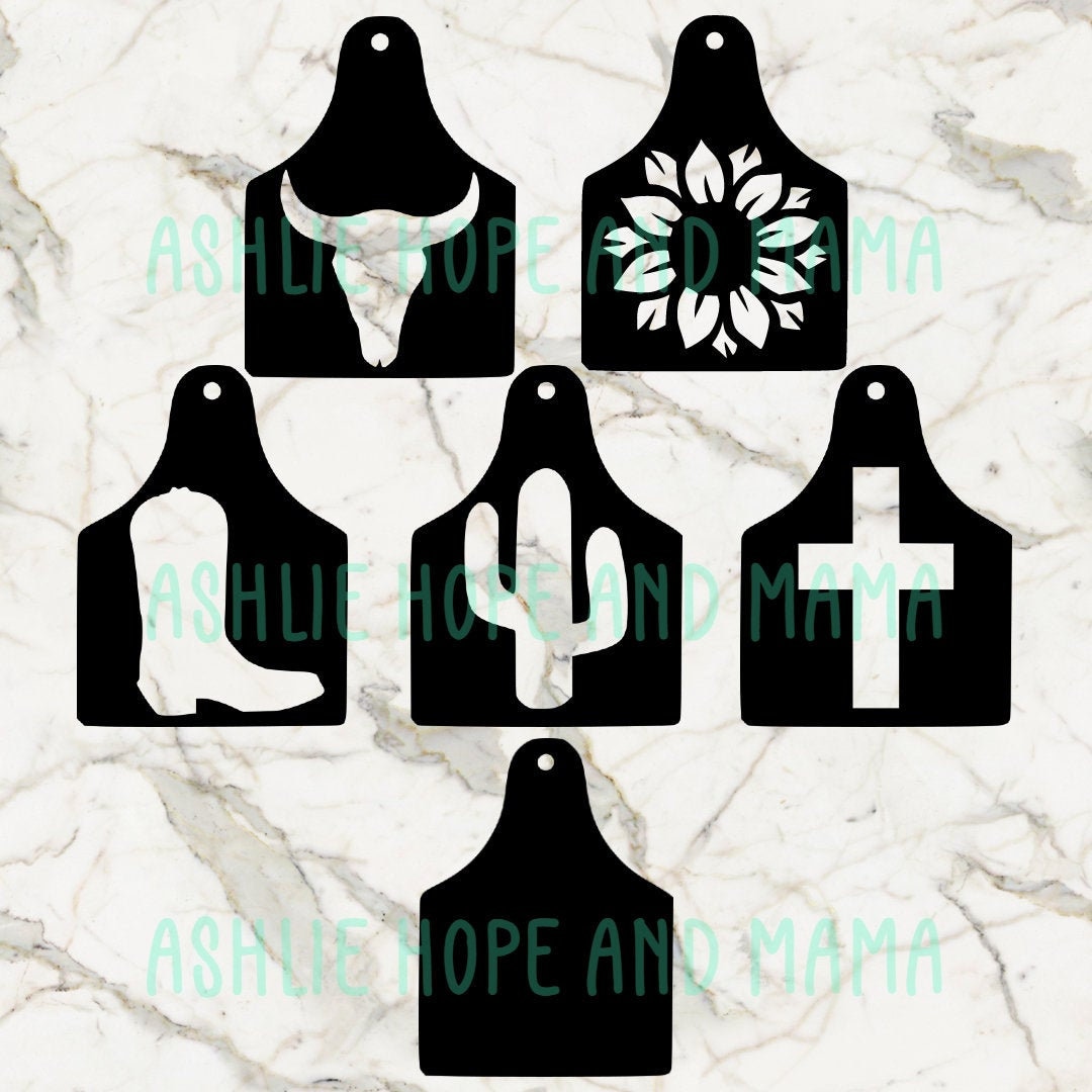 Cow Tag SVG, Leather Earrings SVG, Key Fob SVG, Sunflower Svgs, Faux ...