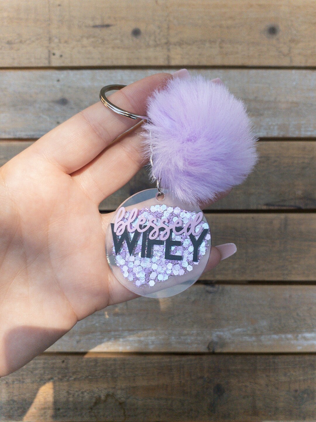 Blessed Wifey Keychain, Glitter Keychain, Encouraging Keychain ...