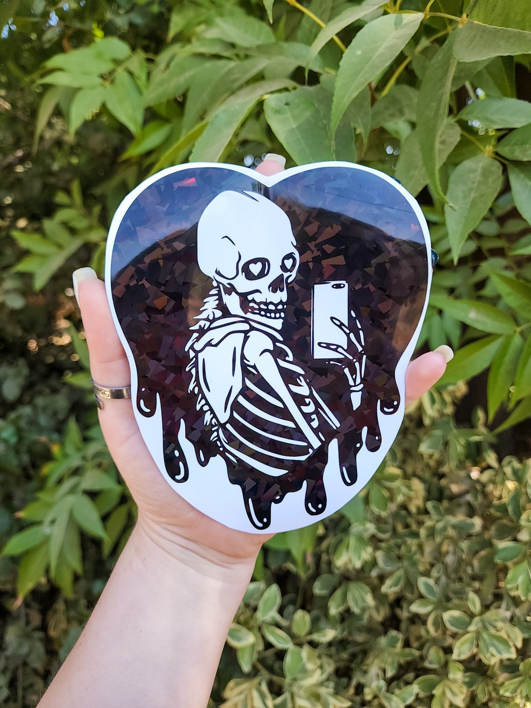 Spooky Decal, Skull Decal, Laptop, Water Bottle, Holographic Car Decal ...