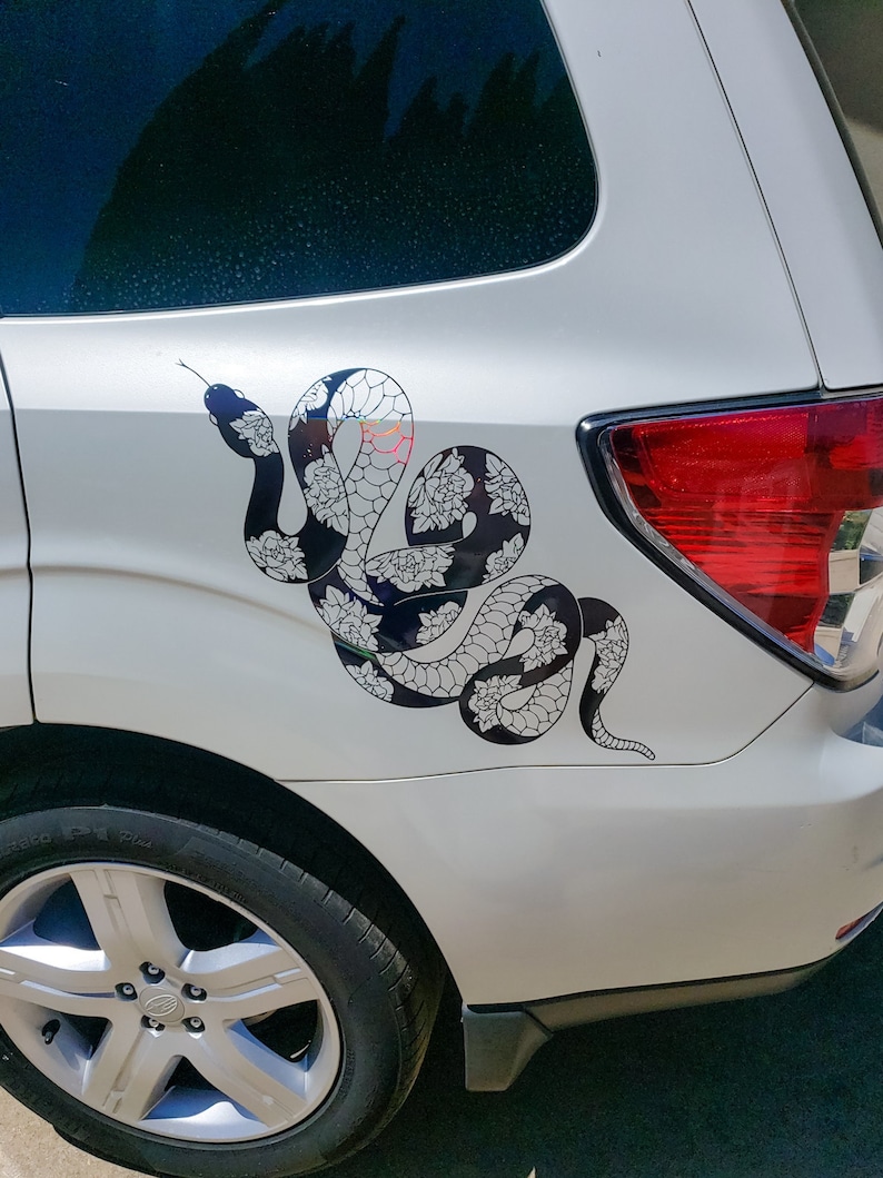 Snake Car Decal, Holographic Car Decal, Large Floral Decals, Rainbow ...