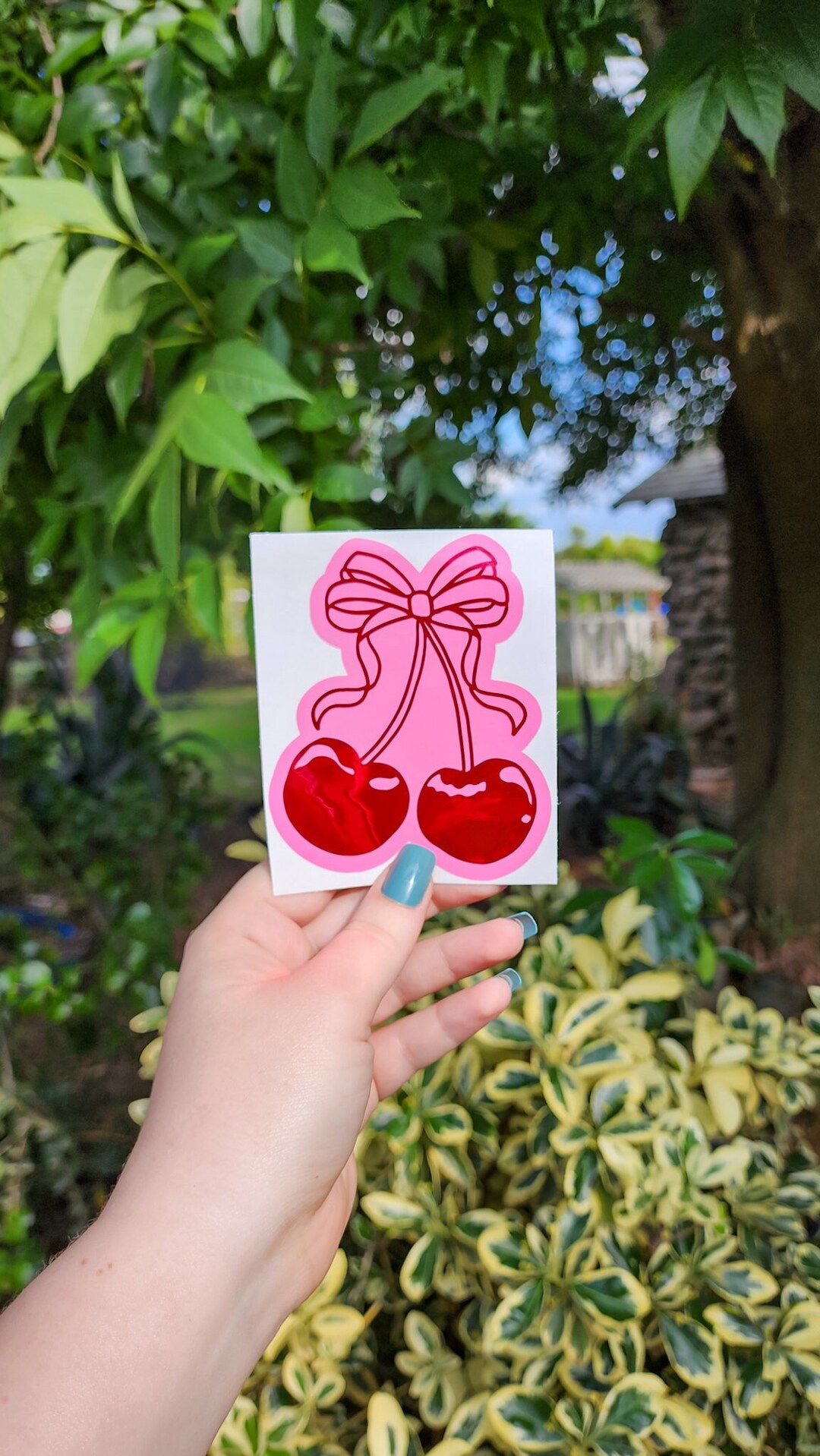 Cherry Car Decal, Coquette Decal, Personalized Car Decal, Holographic ...