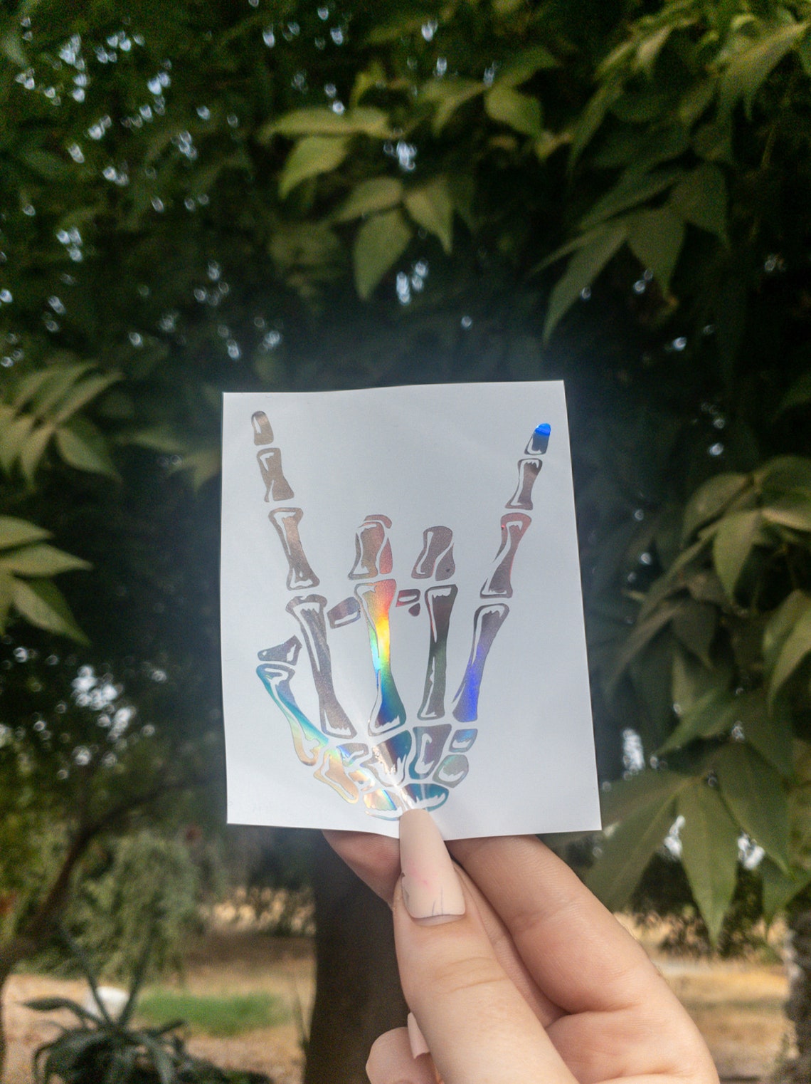 Rock on Decal Skeleton Hand Decal Holographic Car Decal - Etsy