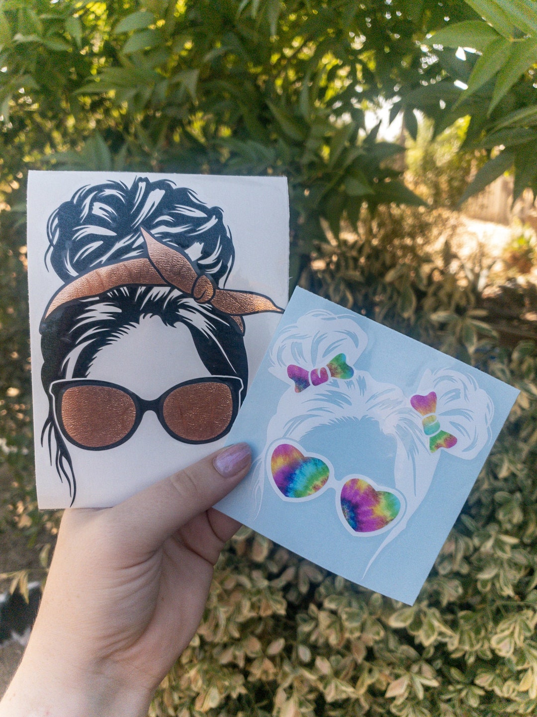 Messy Bun Decal, Mama Car Decal, Personalized Decal, Holographic Decal ...