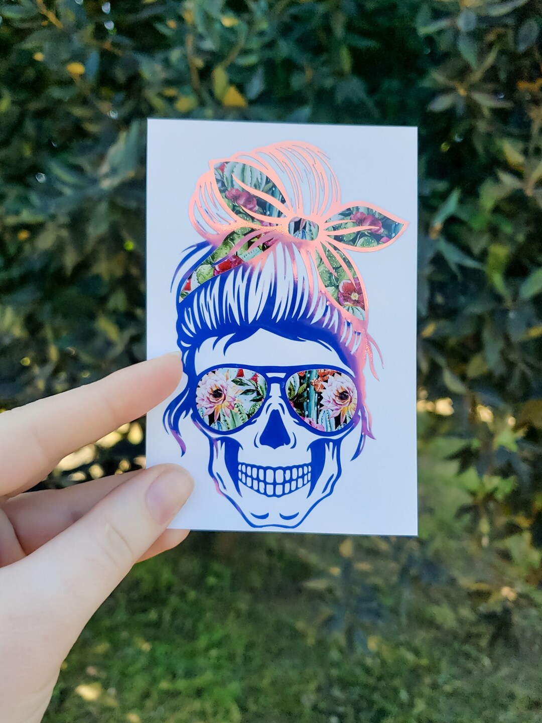 Messy Bun Decal, Laptop Stickers, Holographic Car Decal, Rainbow Decal ...