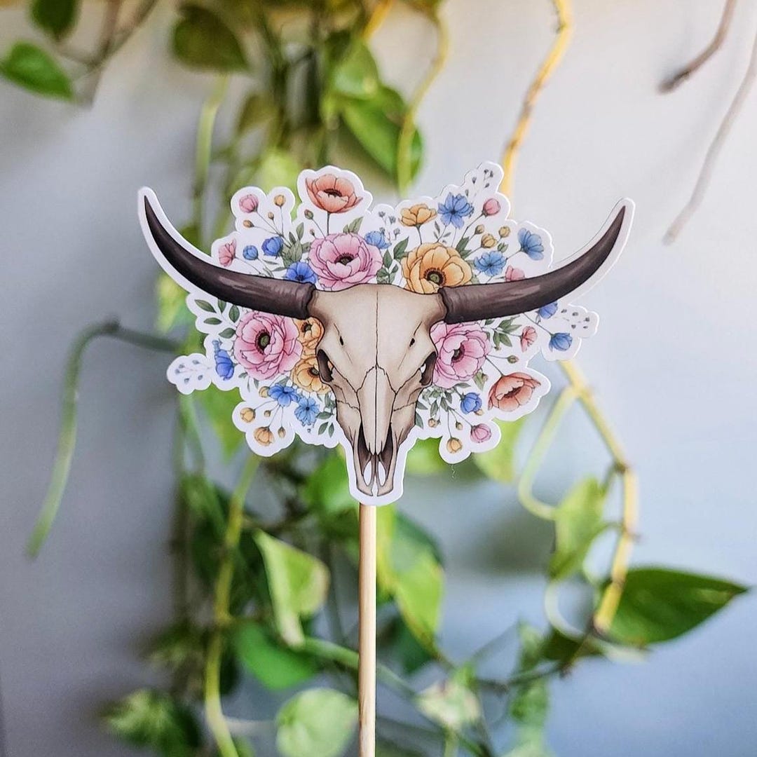 Longhorn Cow Sticker, Country Girl Stickers, Wildflowers, Water Bottle ...