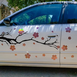 Cherry Blossom Decal, Holographic Car Decal, Sakura Car Decal, Flower ...