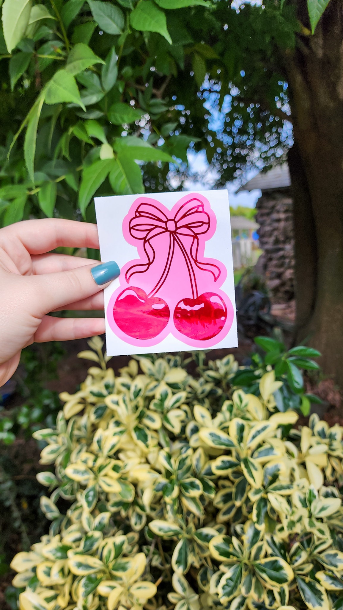 Cherry Car Decal, Coquette Decal, Personalized Car Decal, Holographic ...