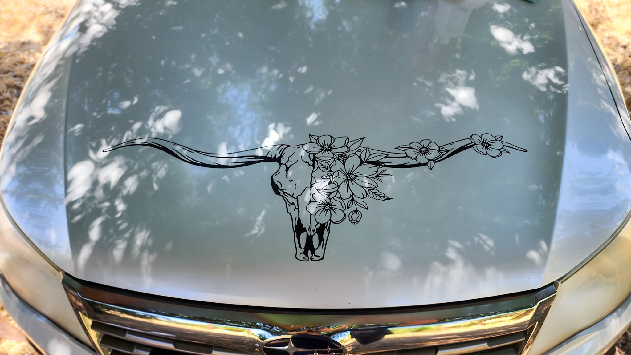 Longhorn Decal, Boho Skull, Hood Decal, Holographic Car Decal, Desert ...