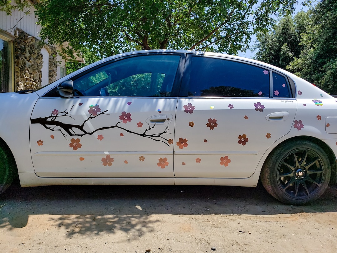Cherry Blossom Decal, Holographic Car Decal, Sakura Car Decal, Flower ...