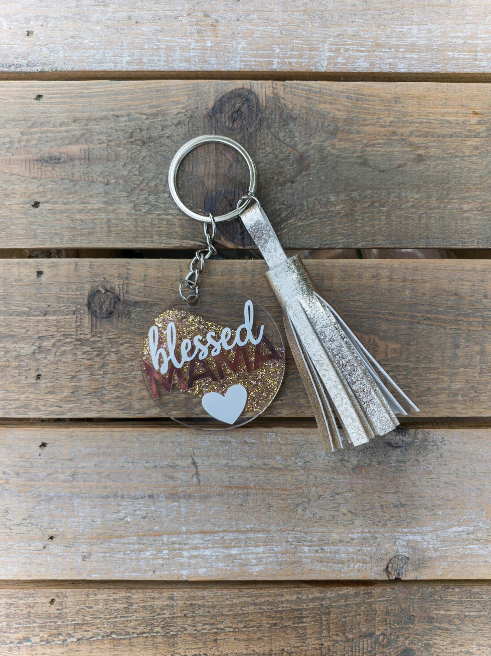 Blessed Mama Keychain Glitter Keychain Encouraging Keychain | Etsy