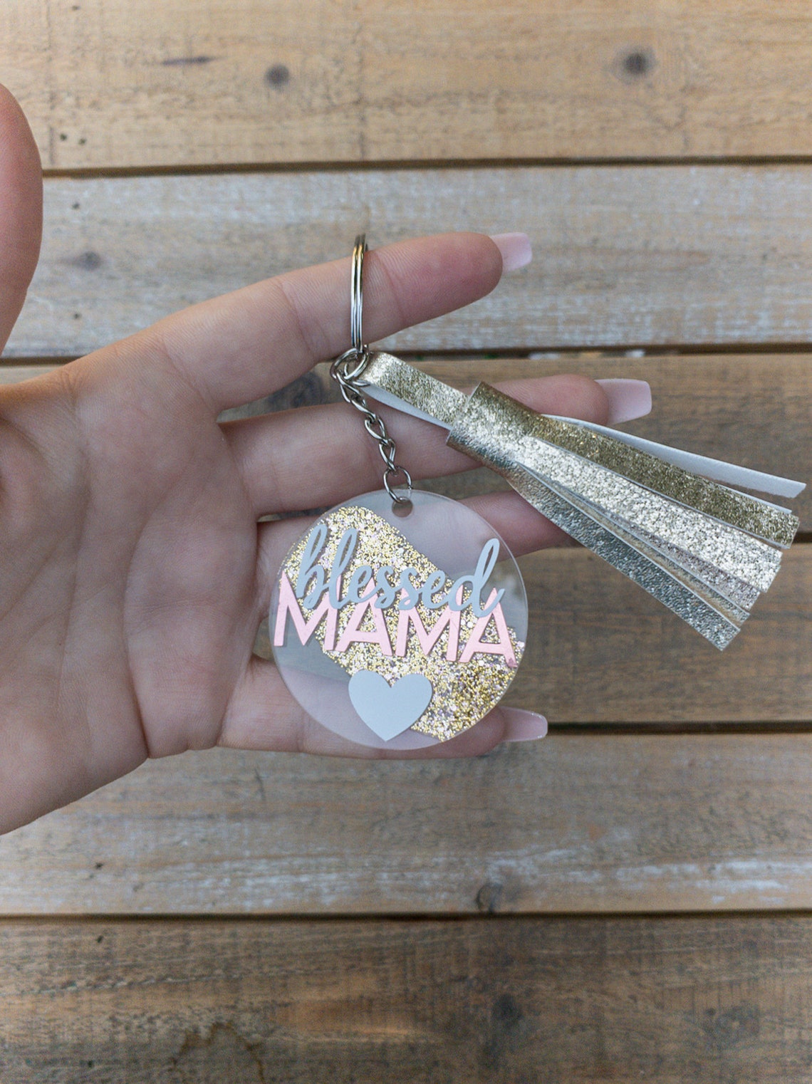 Blessed Mama Keychain Glitter Keychain Encouraging Keychain | Etsy