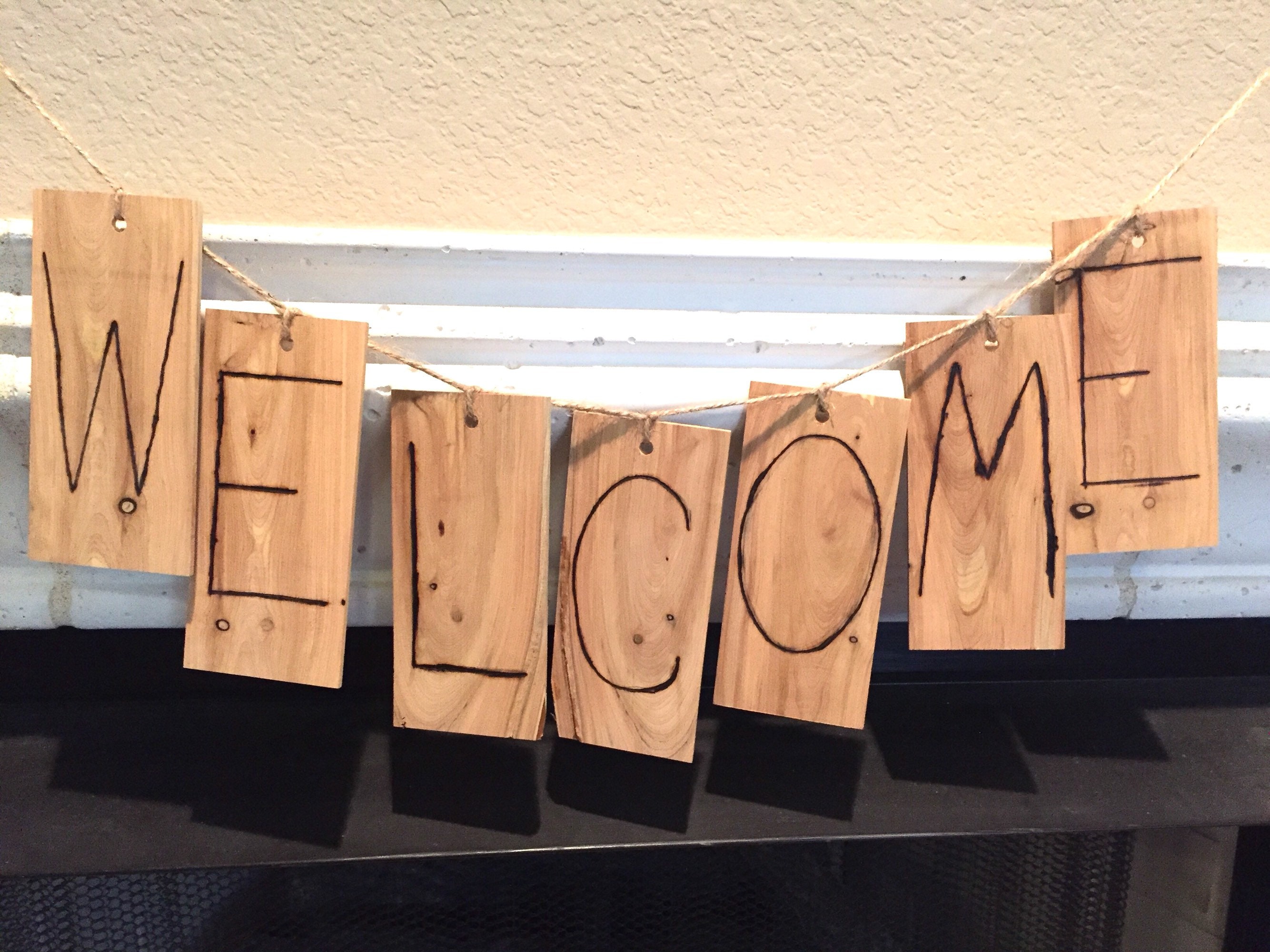 Woodburned Welcome Sign Cedar Plates and Twine - Etsy