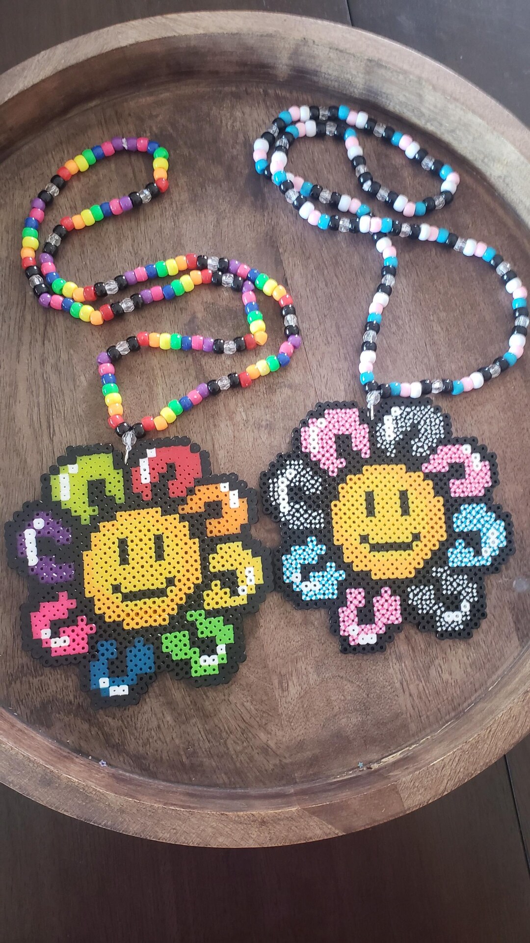 Daisy Smiley Face Perler Necklace - Etsy