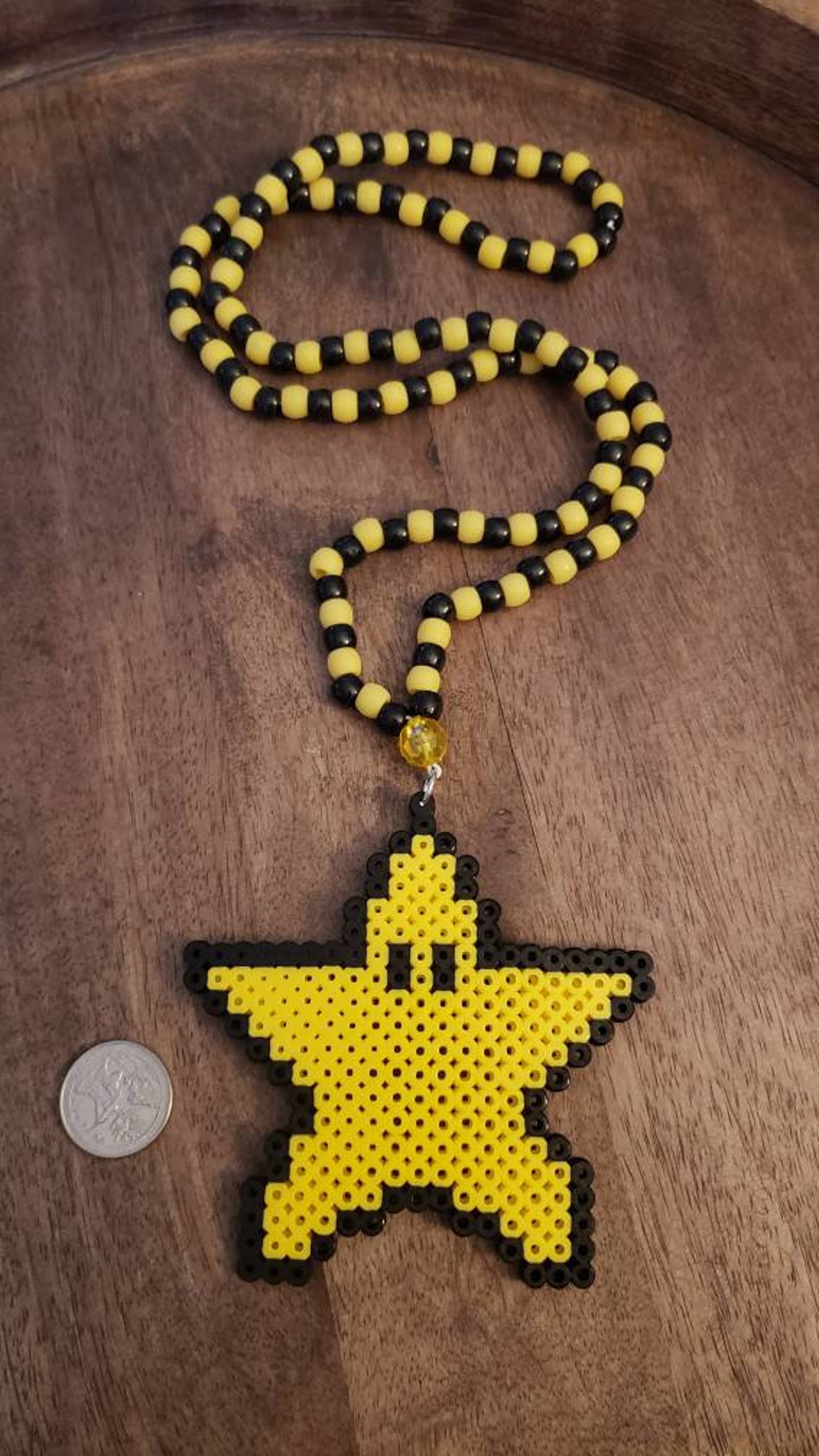 Super Mario Rainbow Star Perler Necklace - Etsy