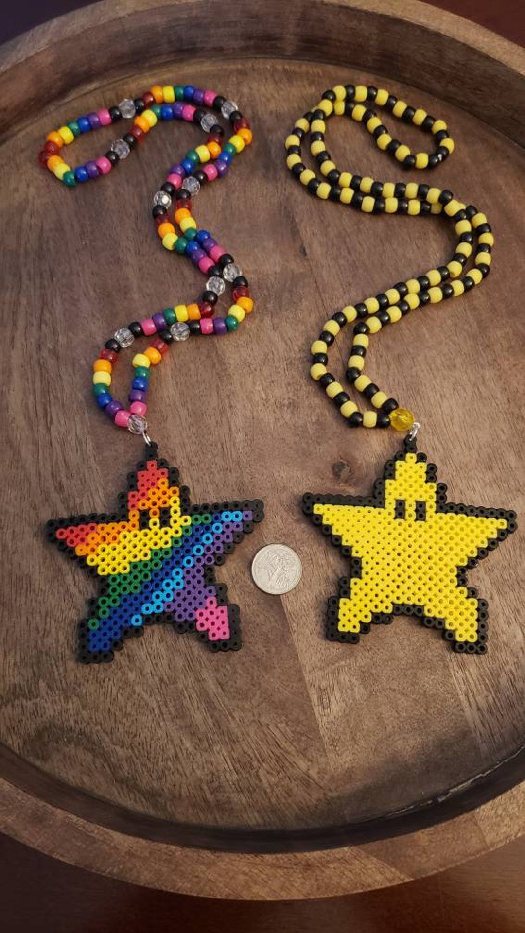 Super Mario Rainbow Star Perler Necklace - Etsy