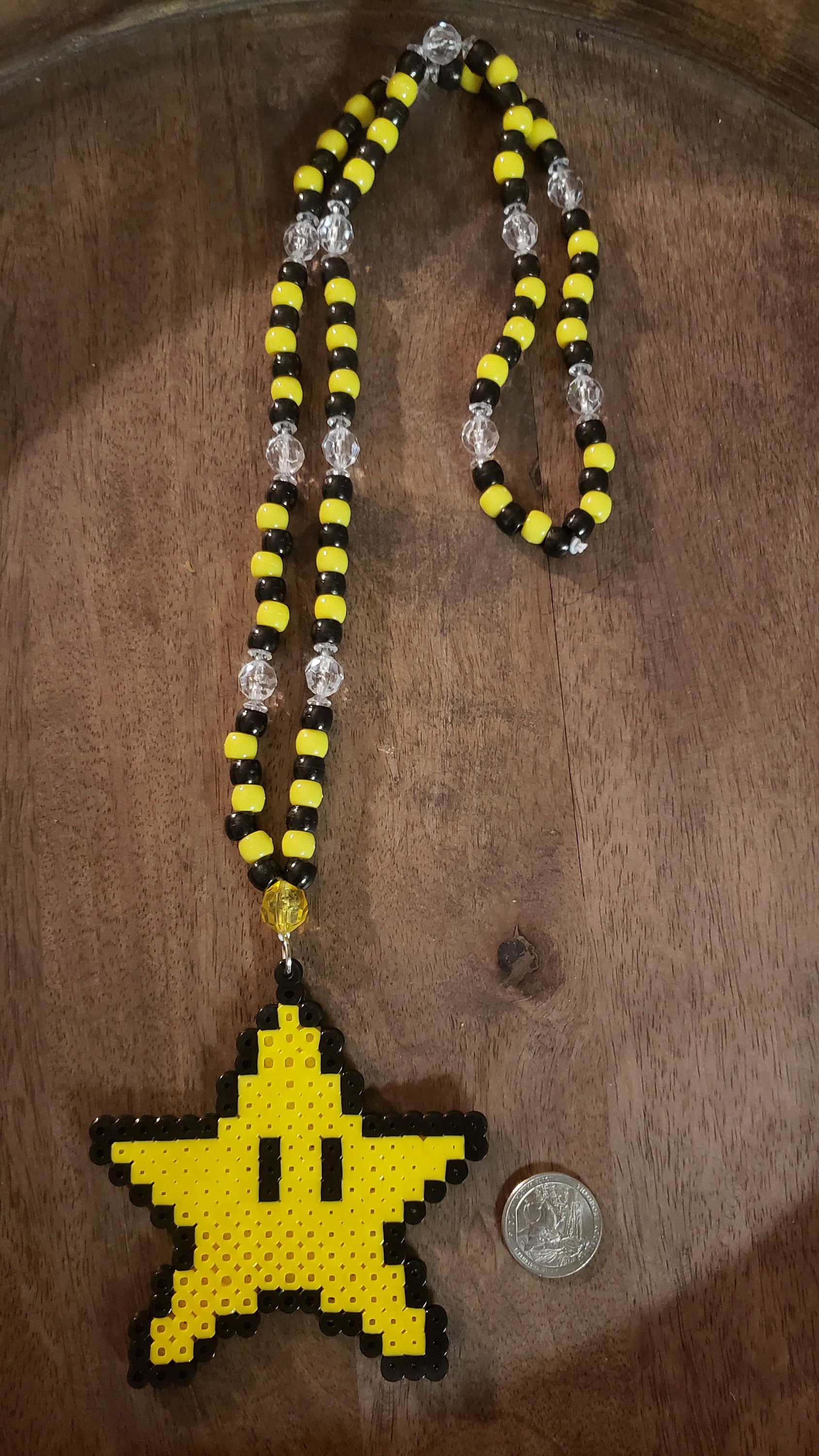Super Mario Rainbow Star Perler Necklace - Etsy