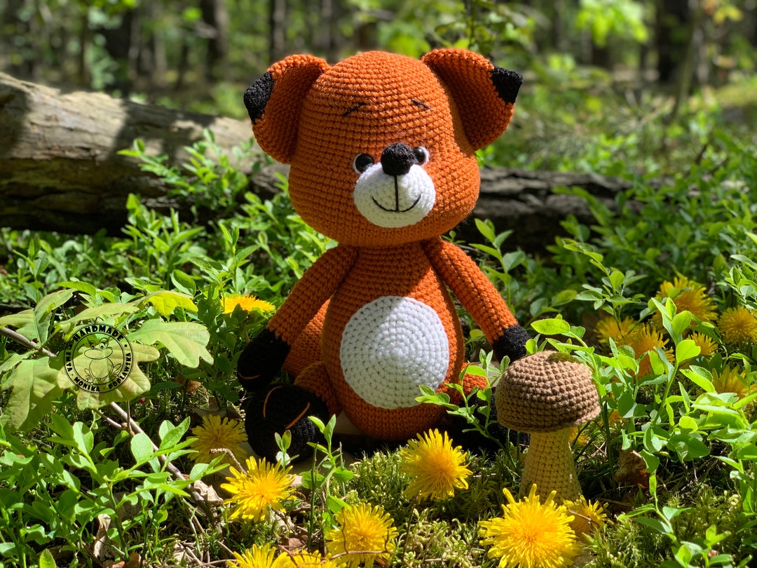 Hungry Fox With Little Mushroom Fox Charm Amigurumi Animal Crochet Toy ...