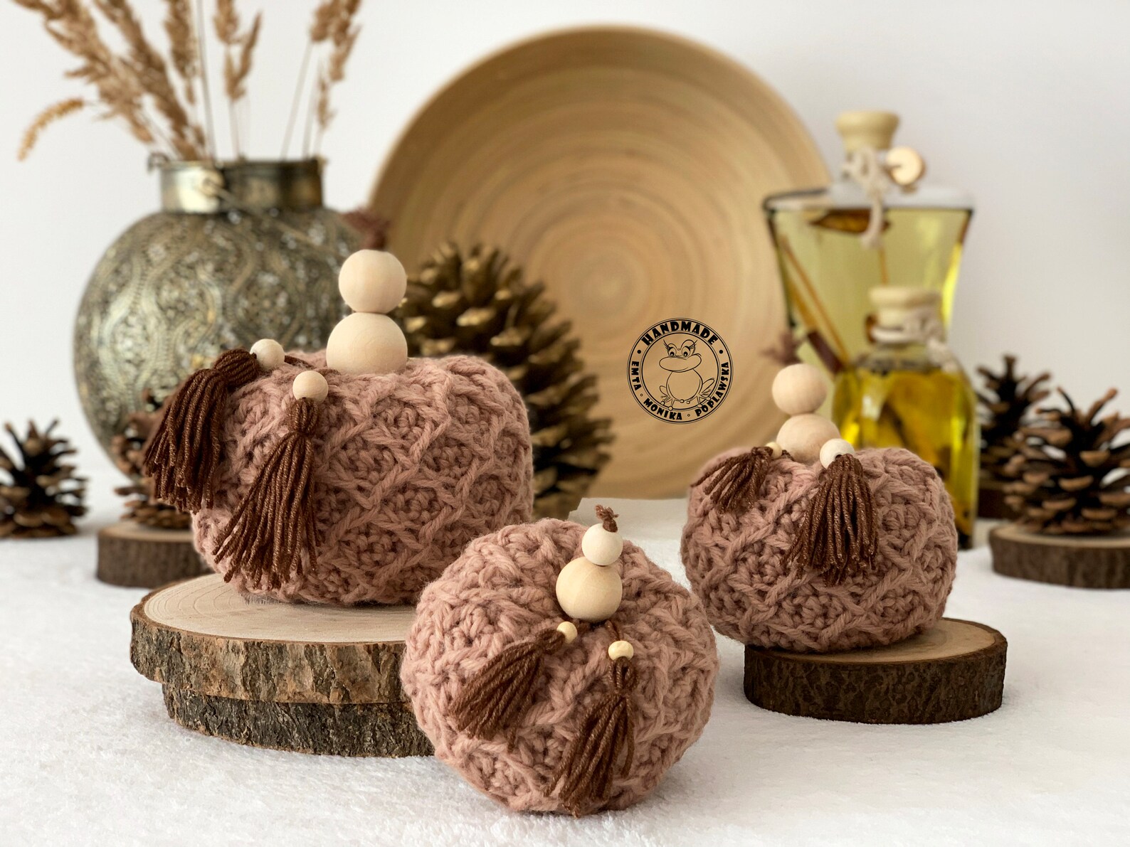 BROWN BOHO PUMPKINS 3 Piece Pumpkin Set Crochet Pumpkins - Etsy