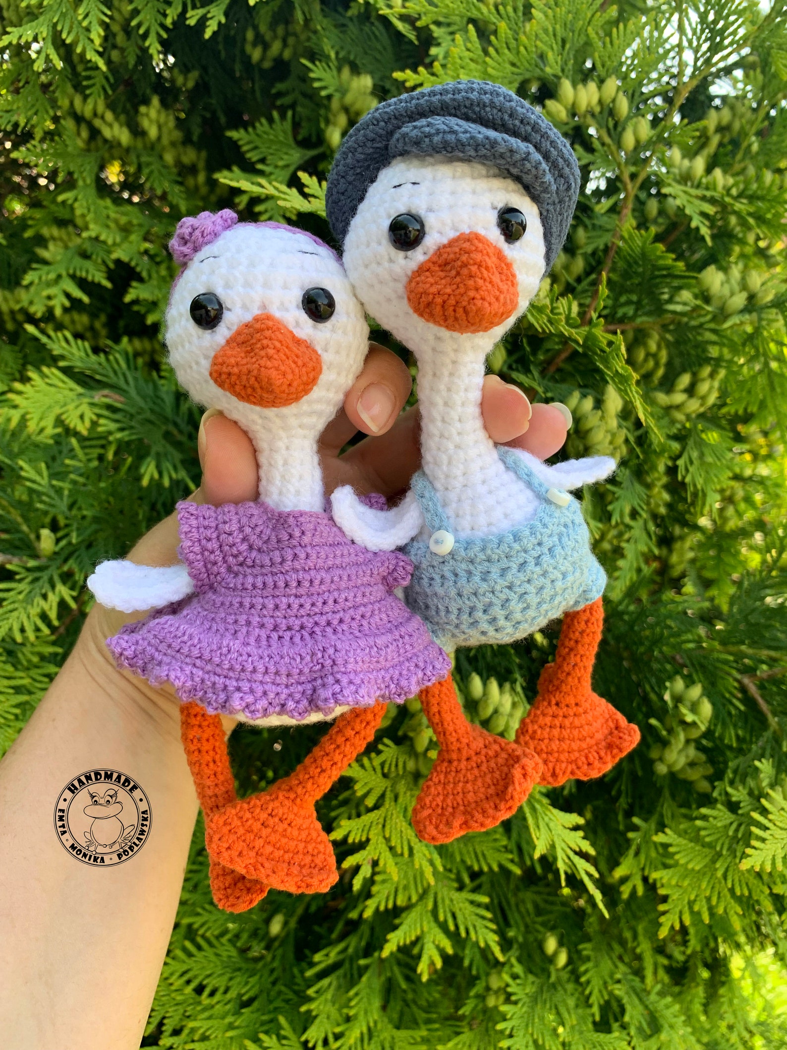 LITTLE COUPLE of GEESE Crochet White Goose in Outfit Cute Tiny - Etsy