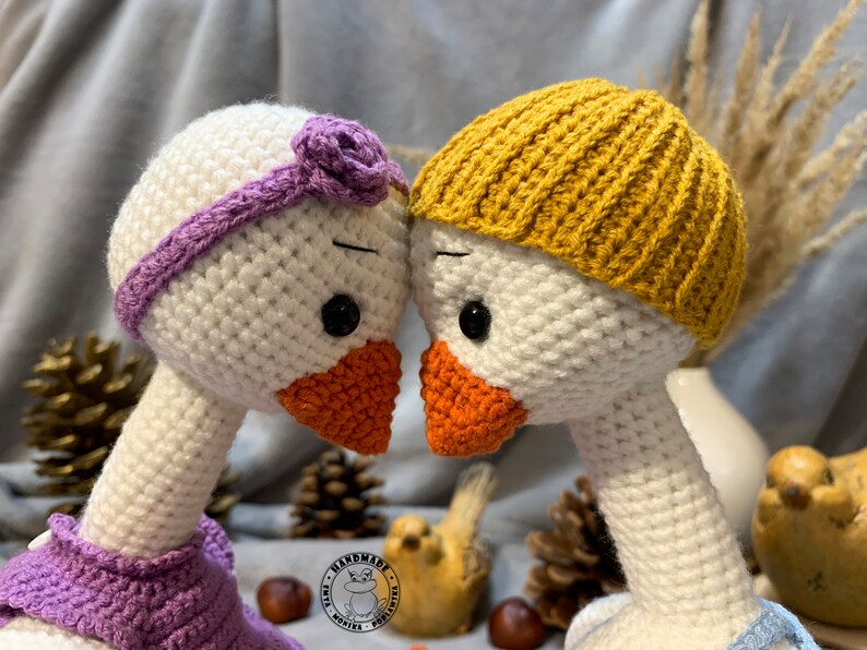 MR and MRS GOOSE Crochet White Goose in Dress and Pants Cute - Etsy