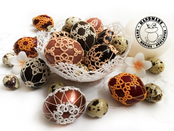 EASTER EGGS on Real Eggshells Easter Basket Stuffer Tatting | Etsy