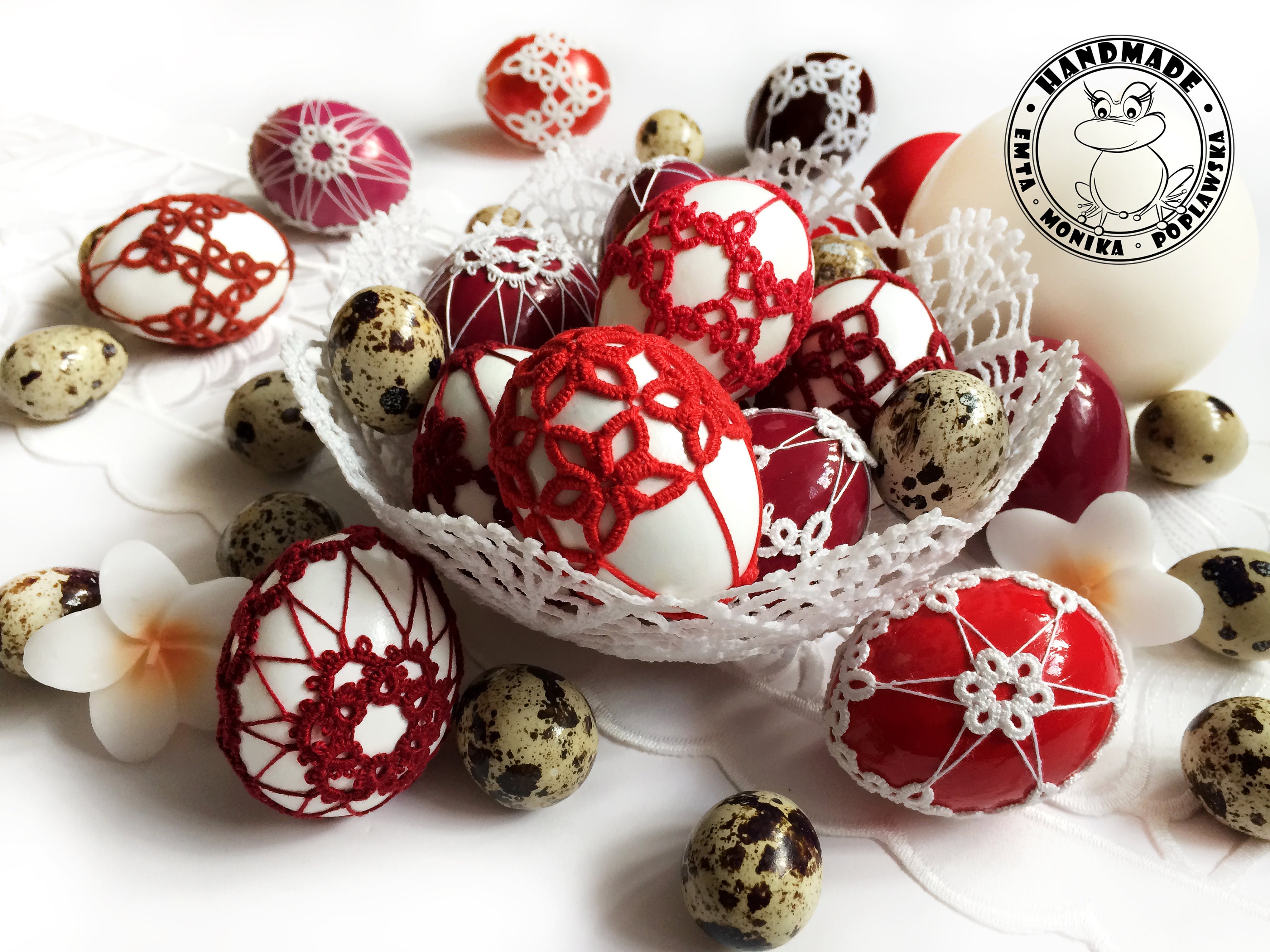 SHADES OF RED and White Easter Eggs on Real Eggshells Easter - Etsy