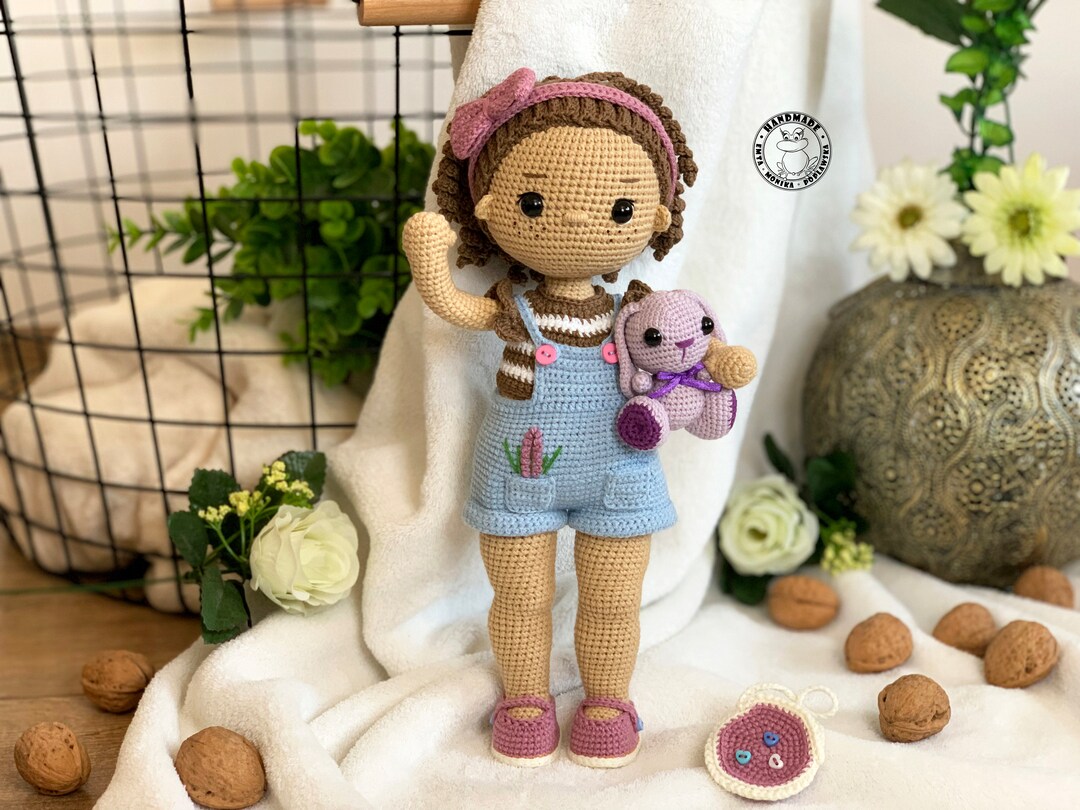 Crochet Handmade Doll: DILARA With Bunny & Bag, Baby Gift - Etsy