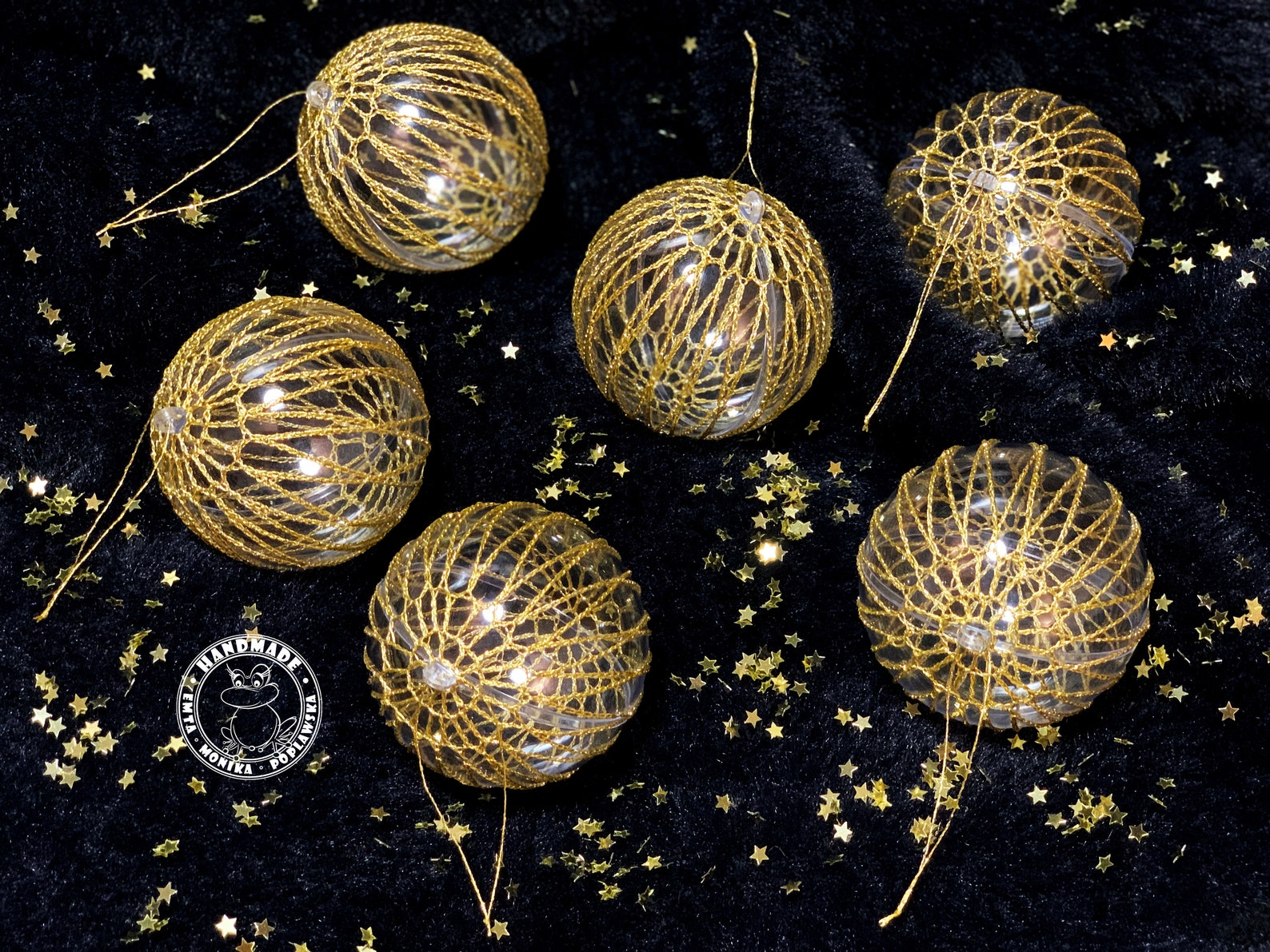 Set of 3 Gold Baubles Christmas Tree Decorations Crochet Gold - Etsy