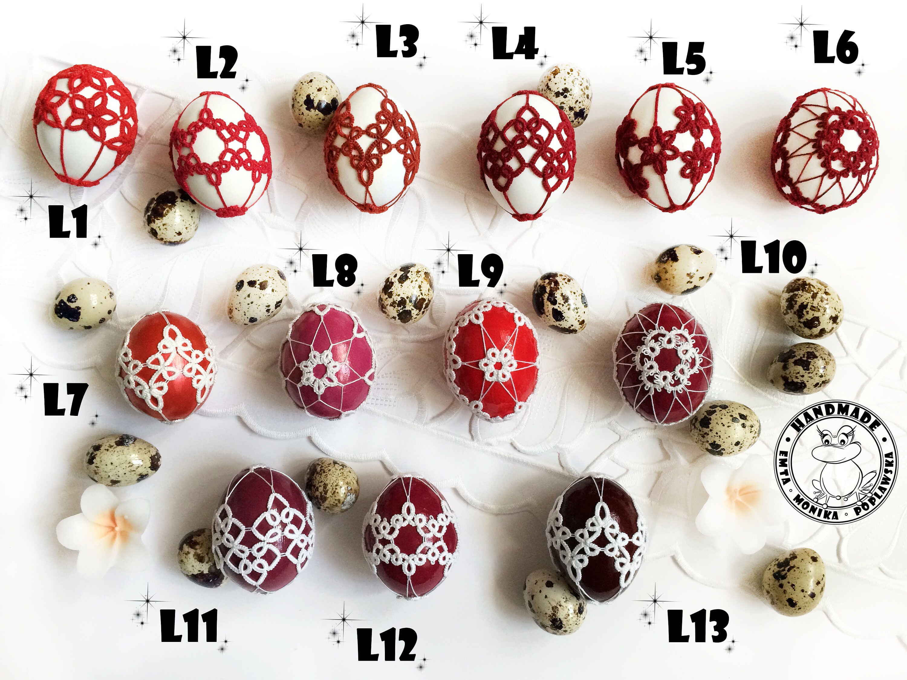 SHADES OF RED and White Easter Eggs on Real Eggshells Easter - Etsy