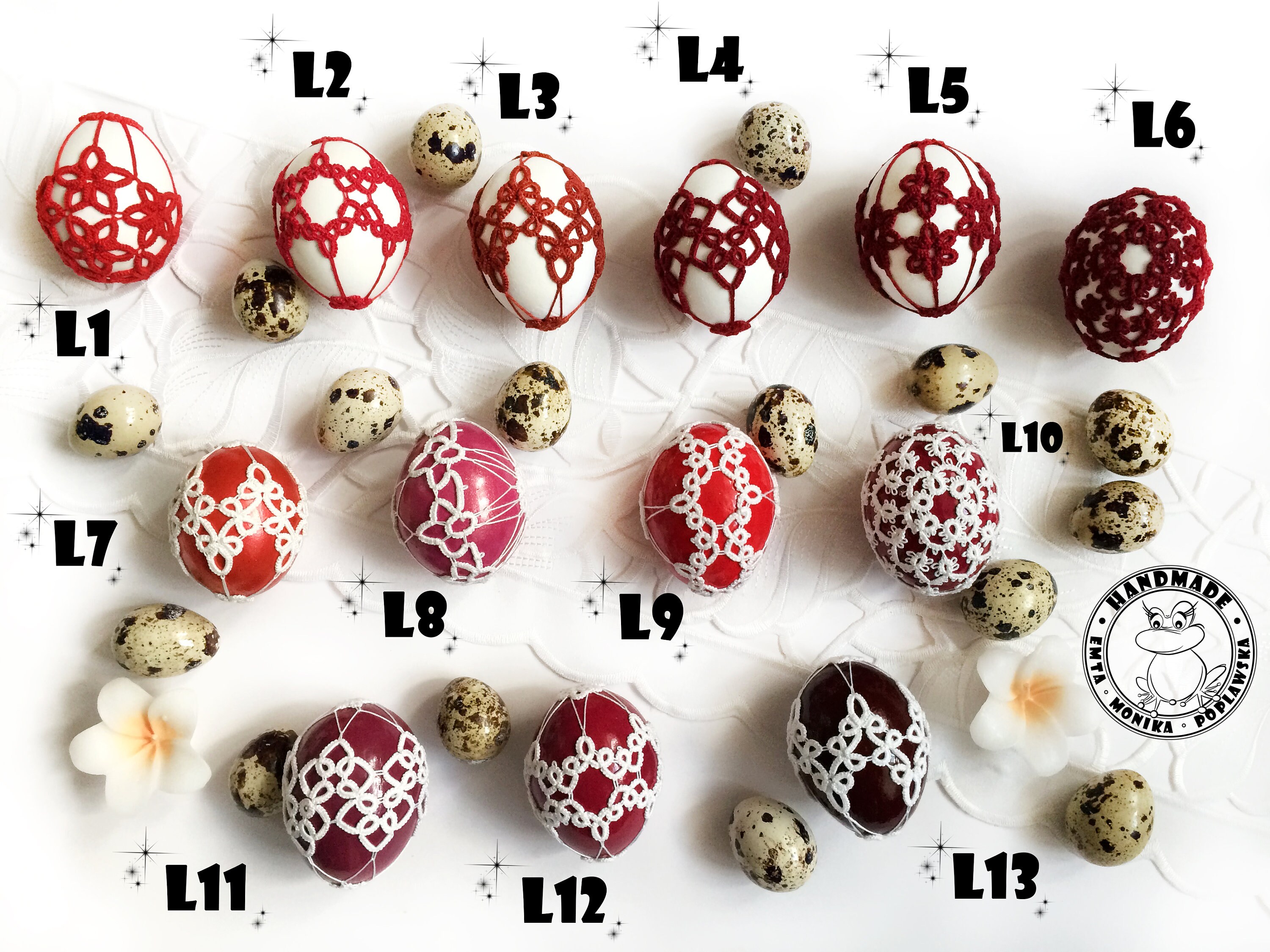 SHADES OF RED and White Easter Eggs on Real Eggshells Easter - Etsy