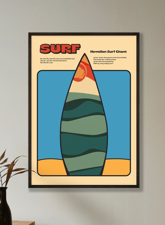Surf Poster Surf Decor Affiche Surf Hawaii Poster Surf | Etsy