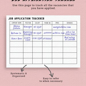 Job Application Tracker Digital Printable | Job Hunting Printable ...