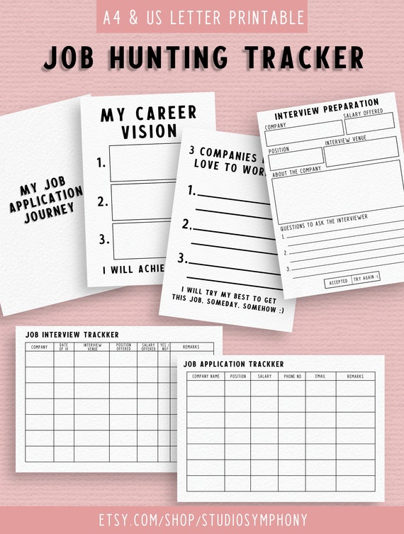 Job Application Tracker Digital Printable Job Hunting - Etsy