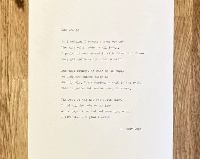 Wendy Cope the Orange Poem Typewriter Print - Etsy UK