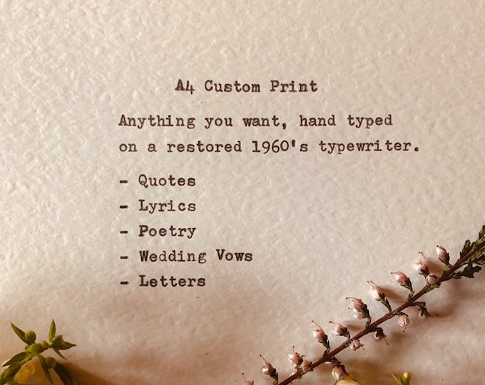 A4 Personalised Typewriter Print - Etsy UK