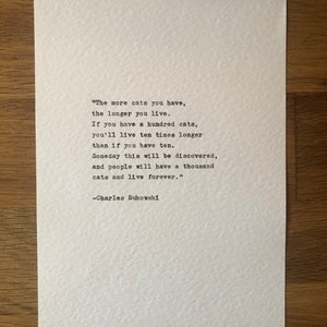 Charles Bukowski Typewriter Cat Quote - Etsy
