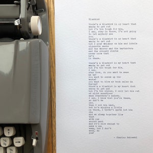 A4 Typewriter Charles Bukowski Bluebird Poem Print - Etsy