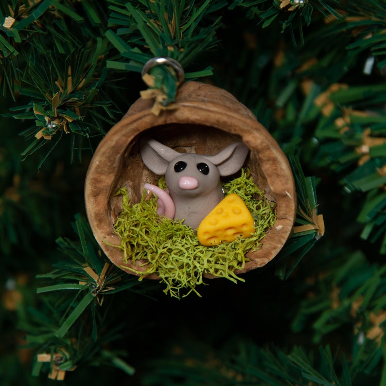 Walnut Mouse Ornament - Etsy