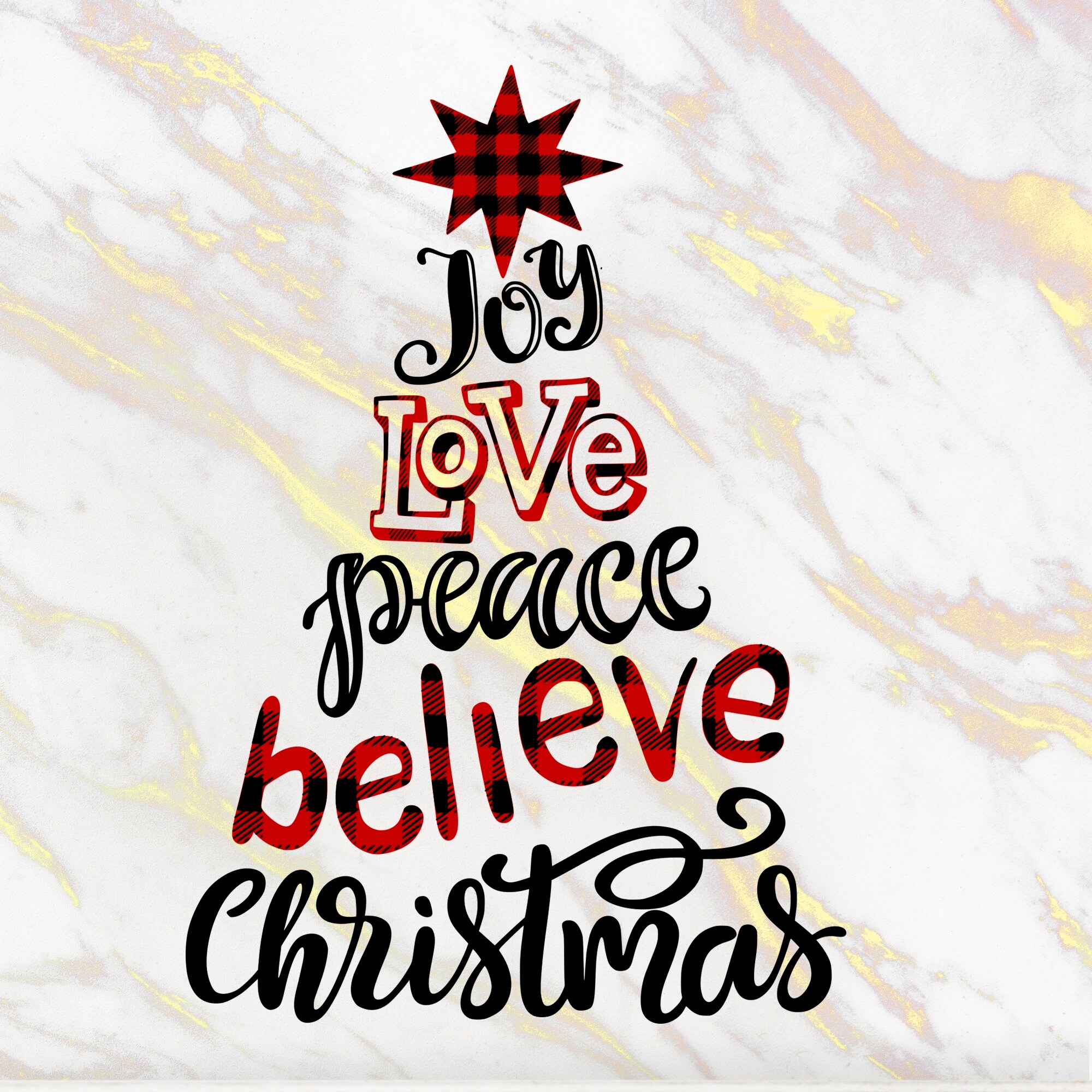 Joy Love Peace Believe Svg Christmas Tree Words Svg Joy - Etsy