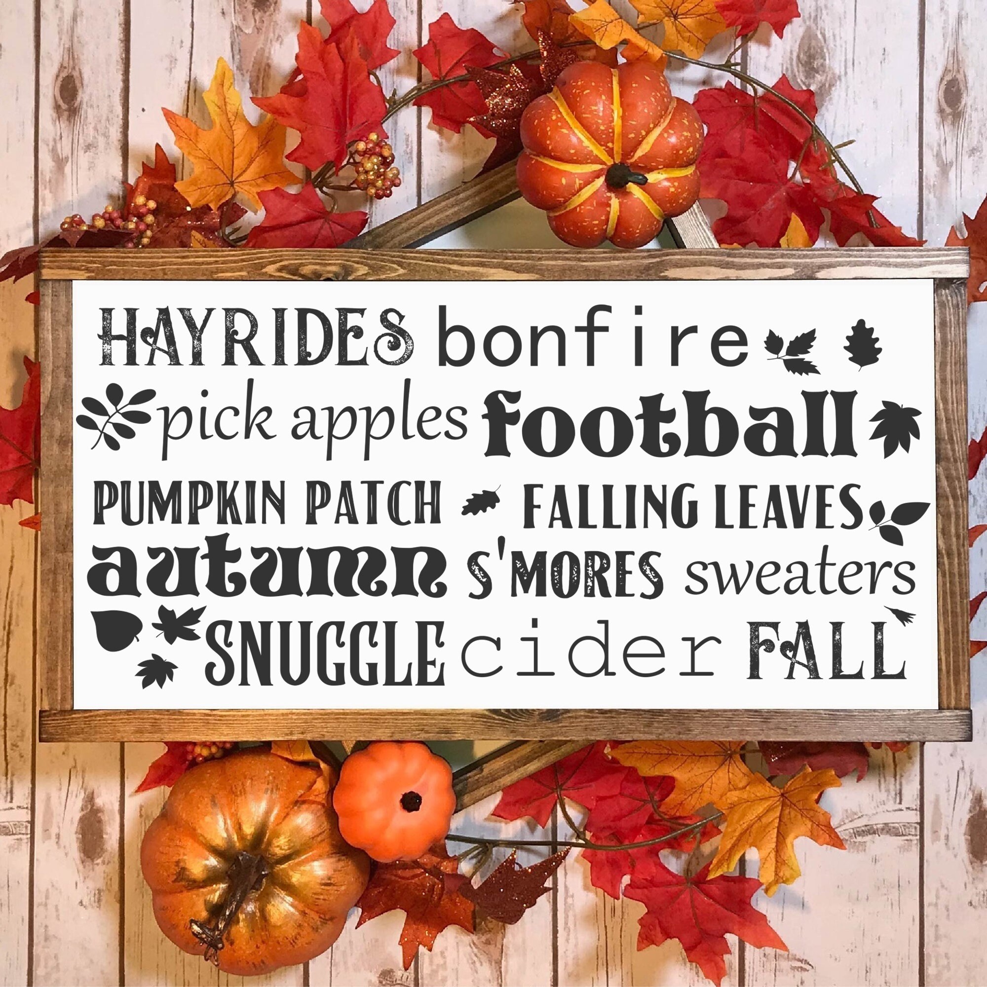 Autumn words svg fall word art svg fall subway art svg | Etsy