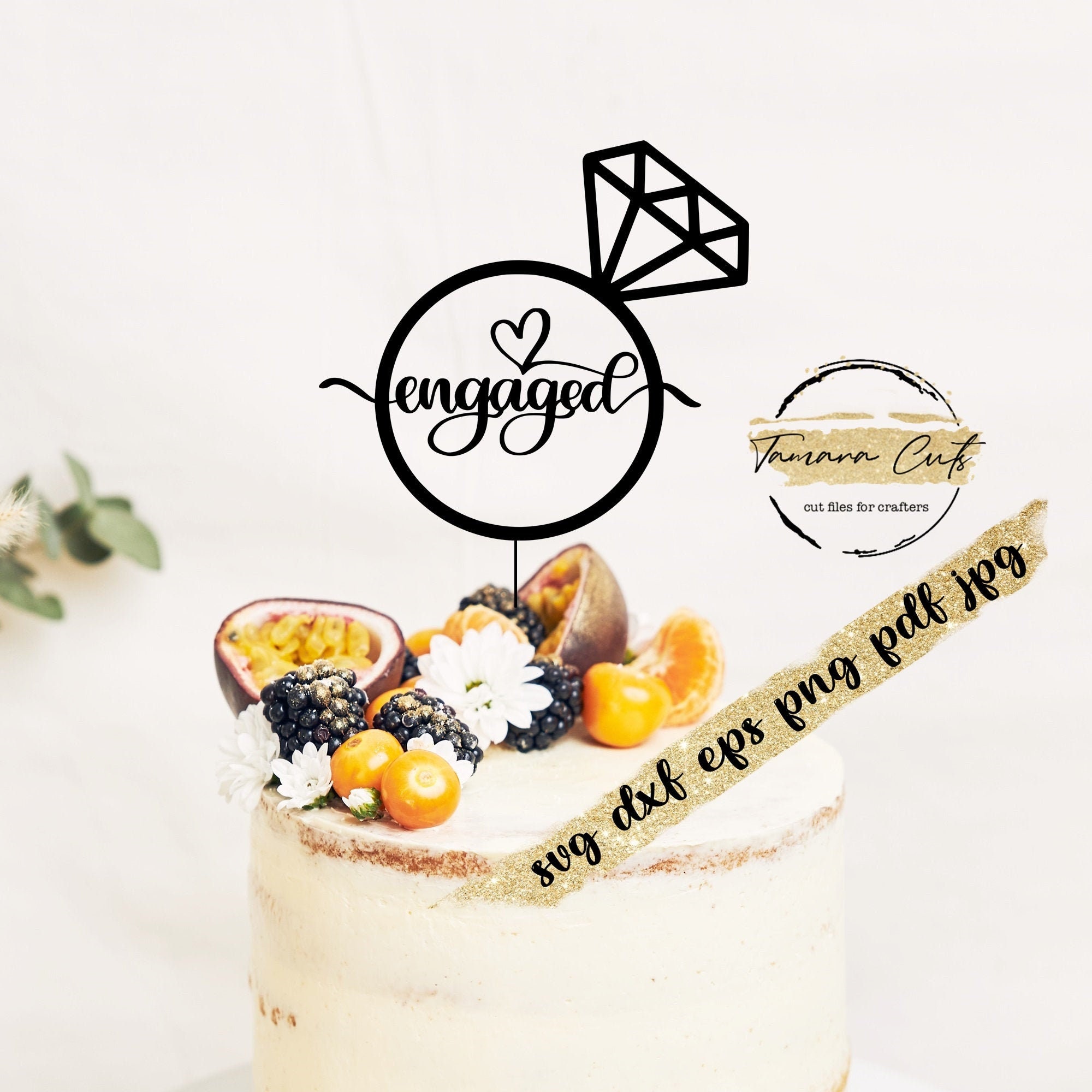Engaged Cake Topper Svg Cake Topper Cut Files for Cricut - Etsy Australia