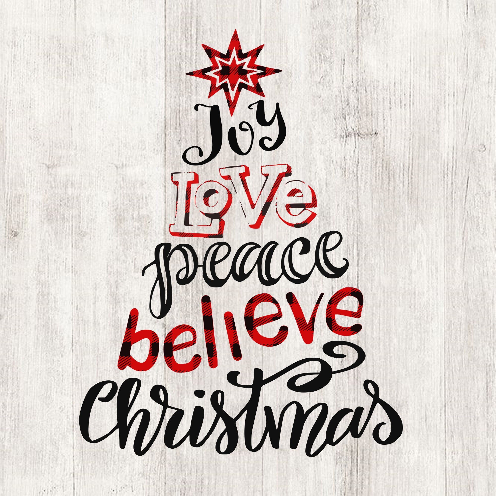 Joy love peace believe svg Christmas tree words svg | Etsy