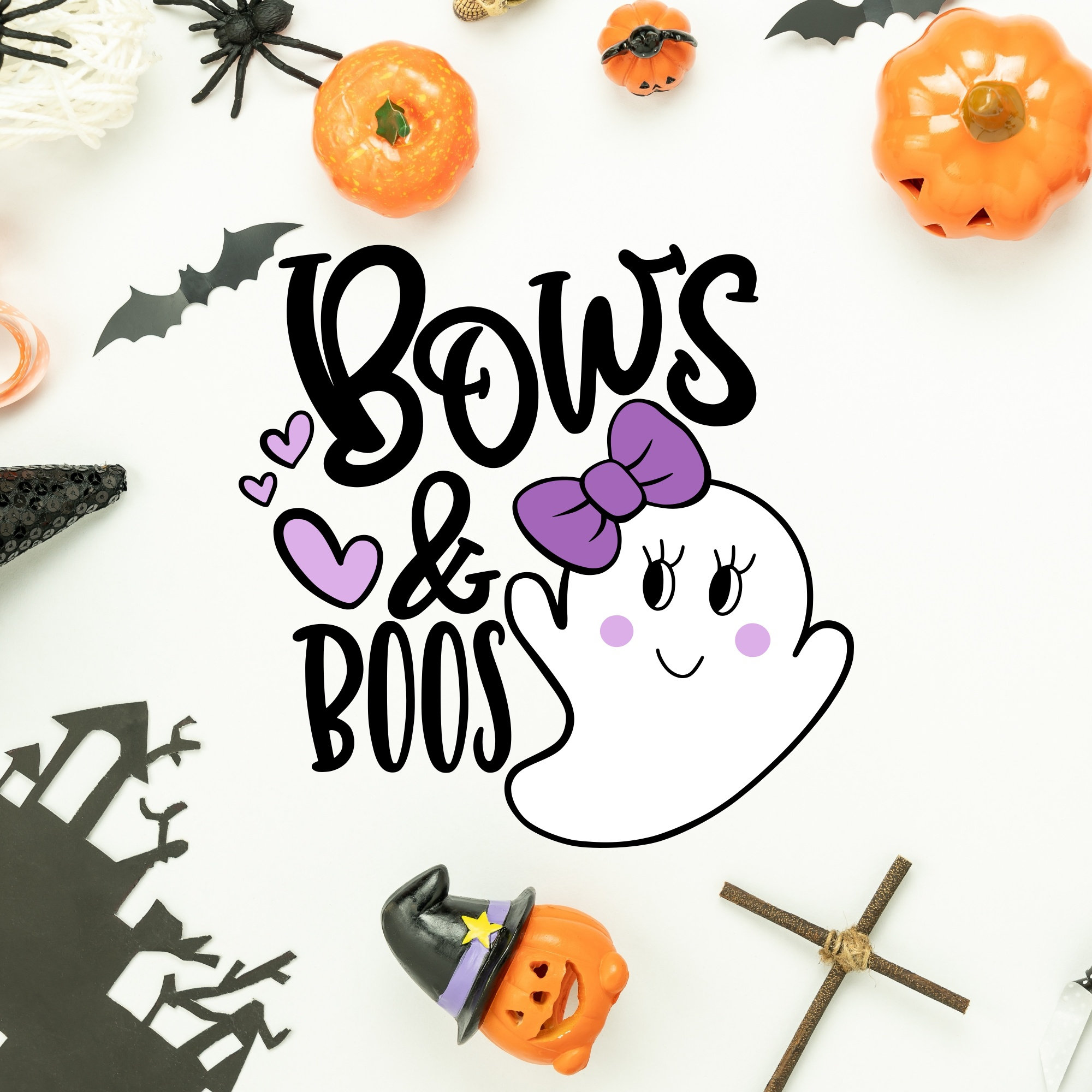 Bows and boos svg, kids Halloween shirt svg, cute toddler svg, ghost ...