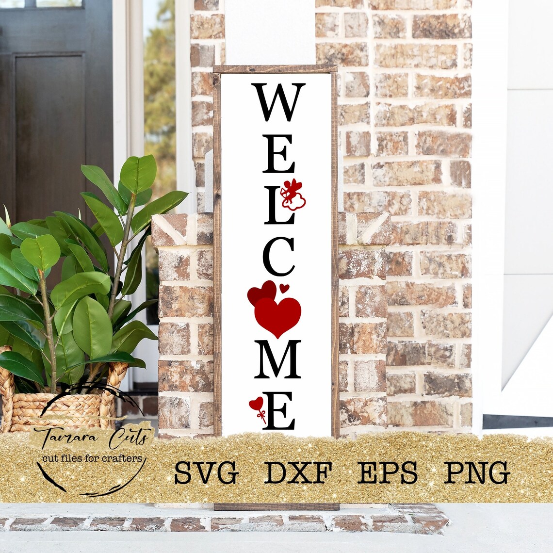 Valentines Day Welcome Sign Svg Porch Sign Svg Vertical | Etsy